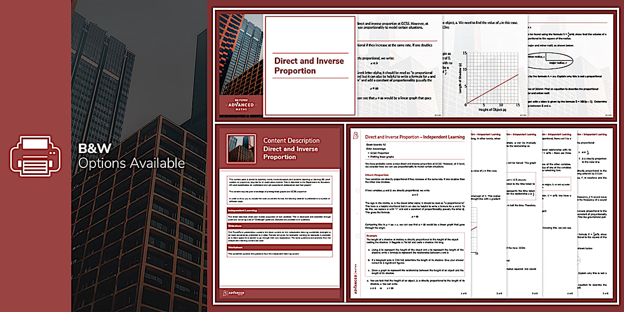 👉 A Level - Direct and Inverse Proportion Lesson Pack | Beyond