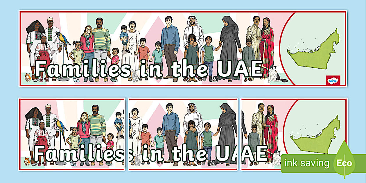 Families in the UAE - Display Banner (teacher made) - Twinkl