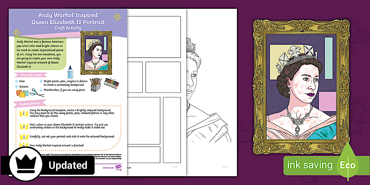 Andy Warhol Inspired Queen Elizabeth II Portrait Activity