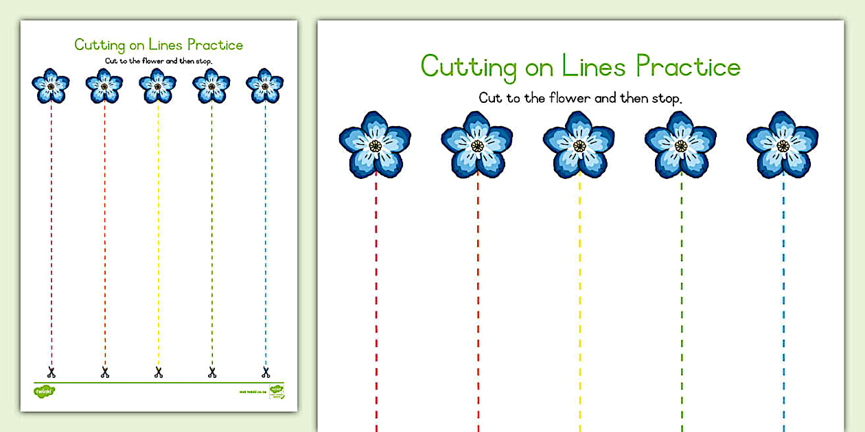 Preschool: Cutting on Lines - Vertical Lines