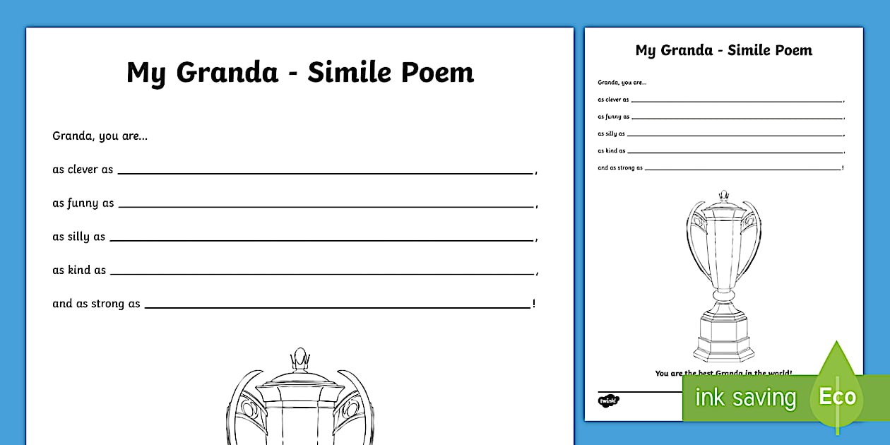 Granda Simile Poem Worksheet / Worksheet