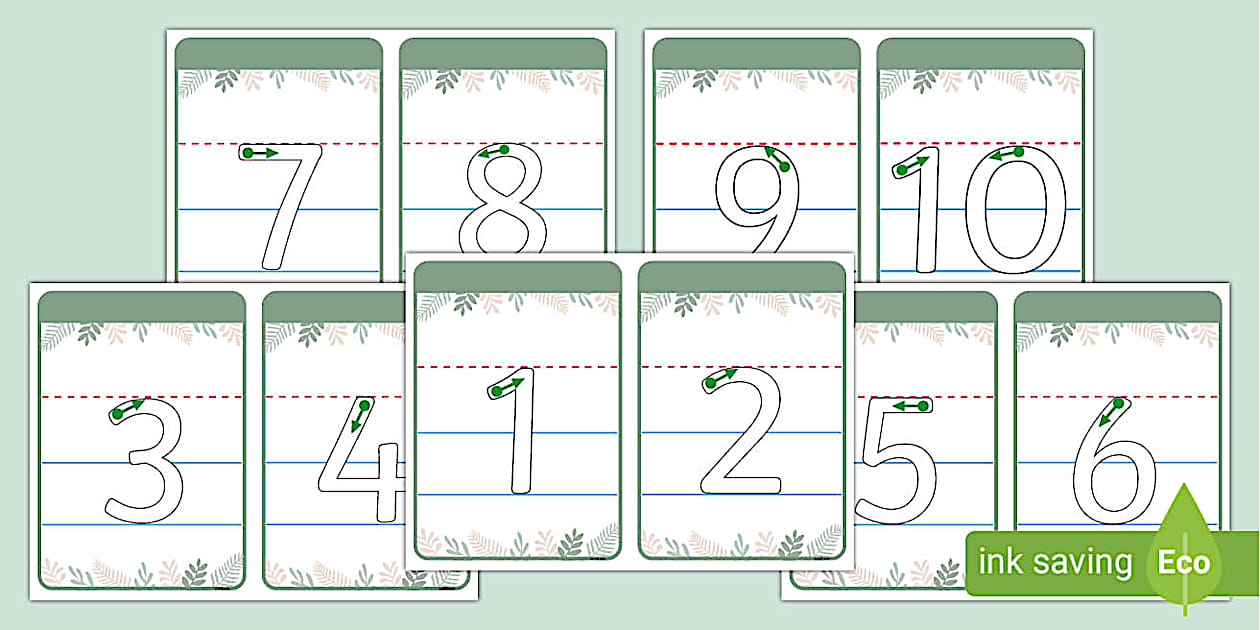 Editable Botanical-Themed Number Formation Flashcards