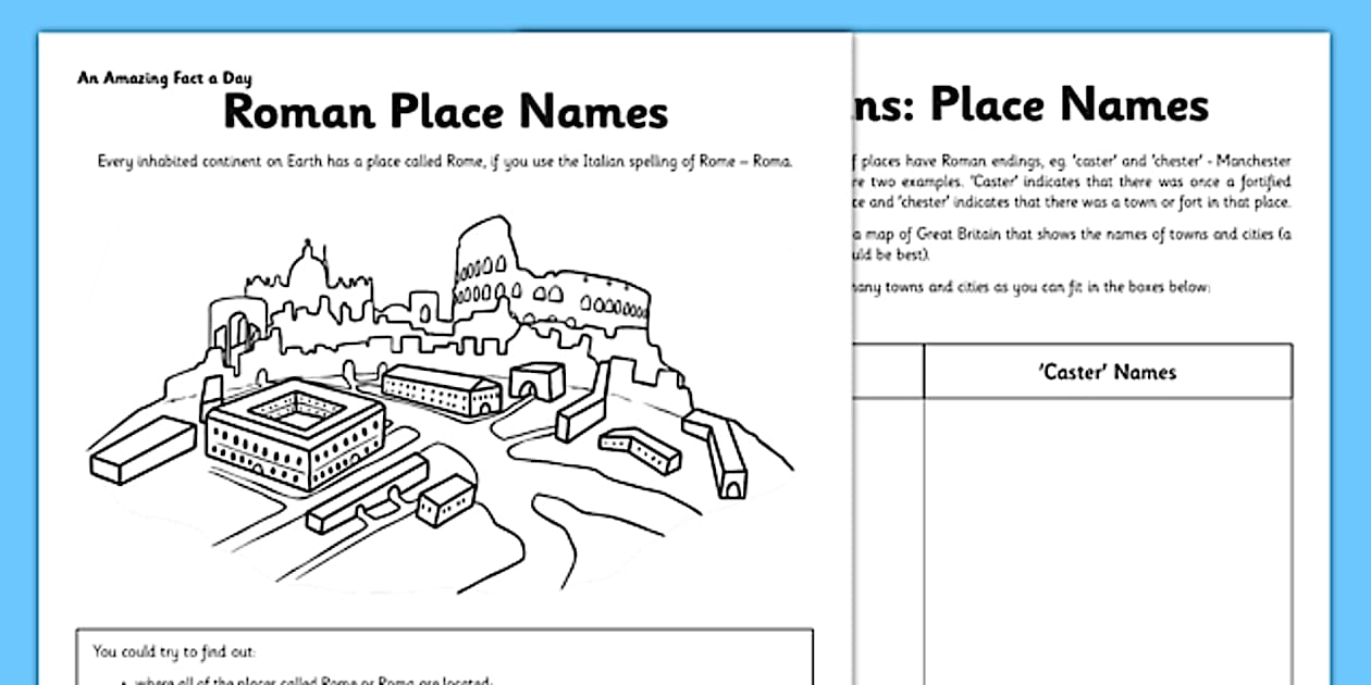 Editable Roman Place Names Worksheet (l'enseignant a fait)
