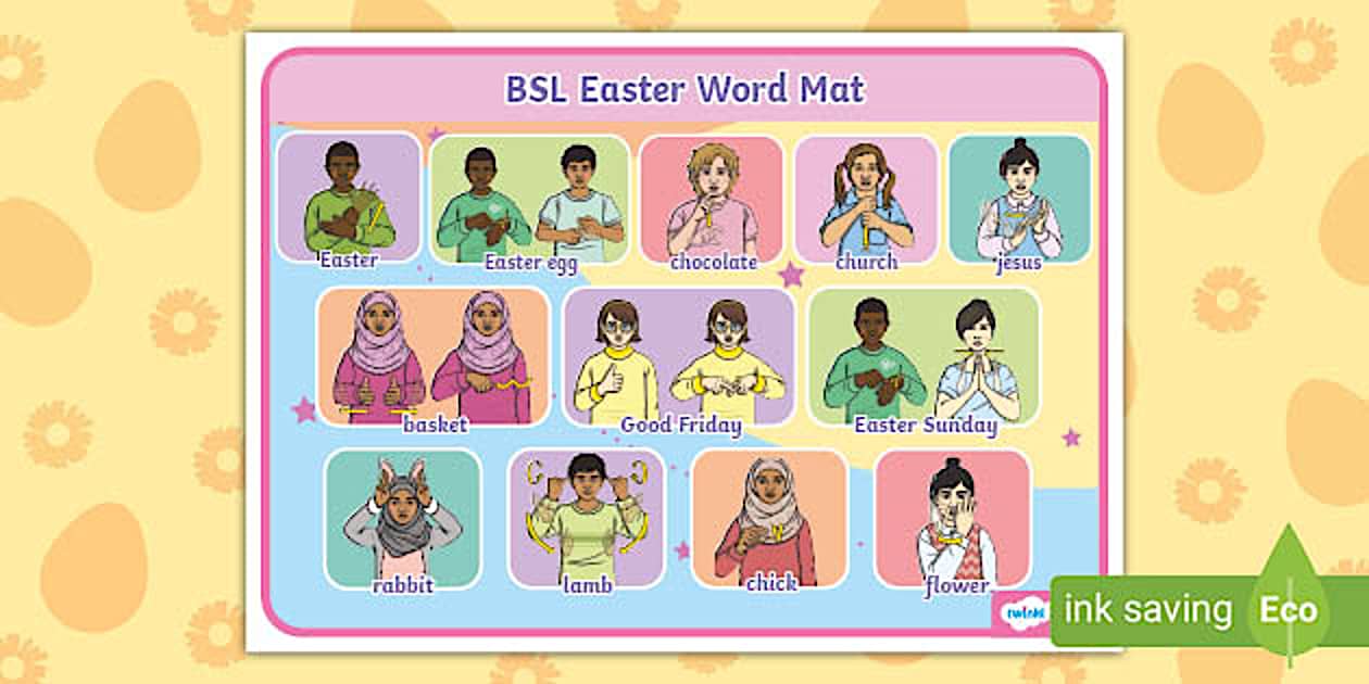 BSL Easter Word Mat (صُمم من قبل مُختصّين)