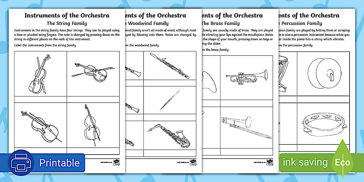Instruments of the Orchestra - Activity Sheet - Twinkl