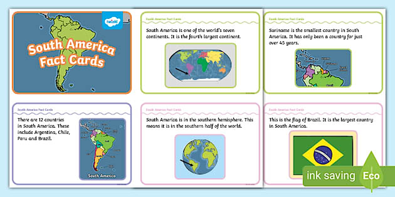 Editable South America Fact Cards (teacher made) - Twinkl