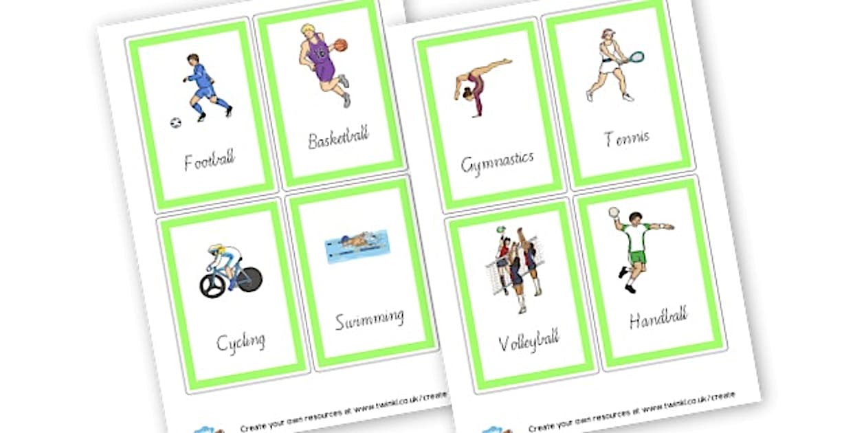 Sports Cards (4 per page) (Hecho por educadores) - Twinkl