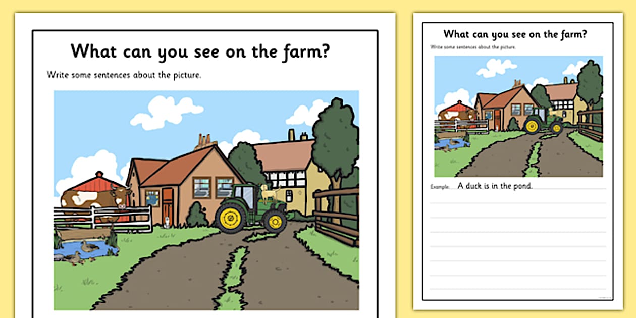 Farm Scene Writing Stimulus Picture Writing Frames - Twinkl