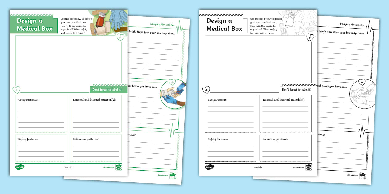 Design a Medical Box Worksheet - Twinkl Design - Twinkl
