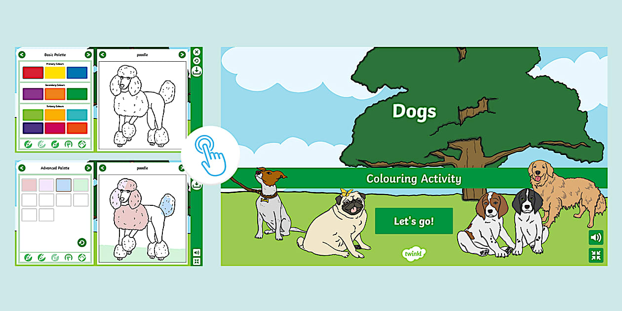 Dogs Interactive Colouring (teacher made) - Twinkl