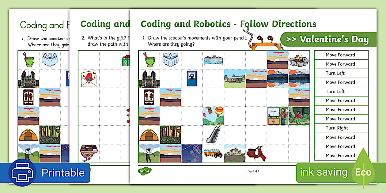 Grade 3 Robotics Valentine's Day Follow the Directions