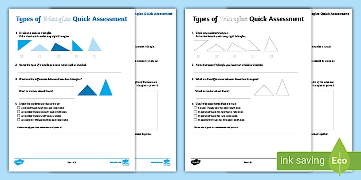 Classifying Triangles Quick Assessment (teacher made)
