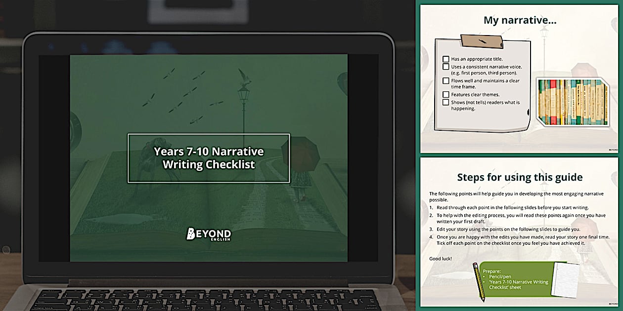 Years 7-10 Narrative Writing Checklist - PowerPoint - Twinkl