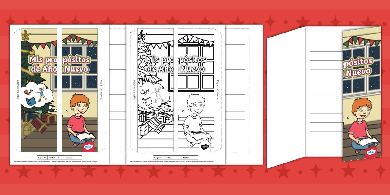 Foldable de escritura: Propósitos de Año Nuevo - Twinkl