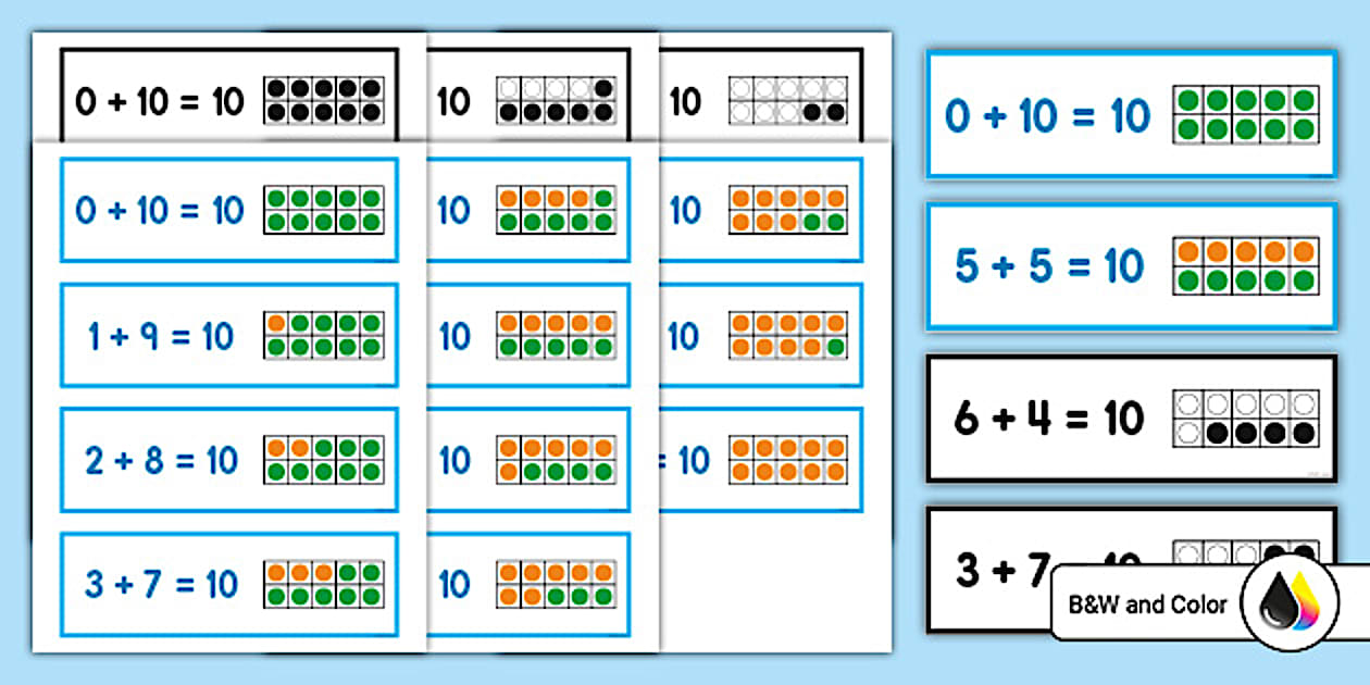 Kindergarten Number Bonds To Make 10 Flash Cards - Twinkl