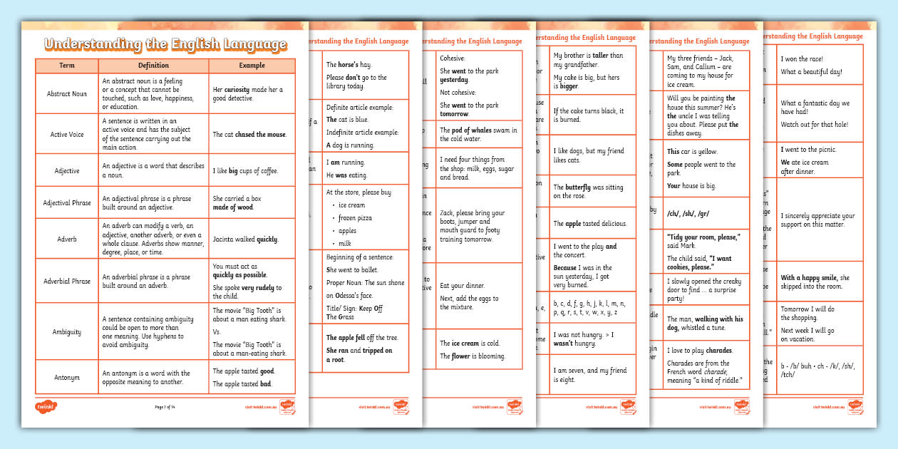 Understanding The English Language Homeschool Twinkl