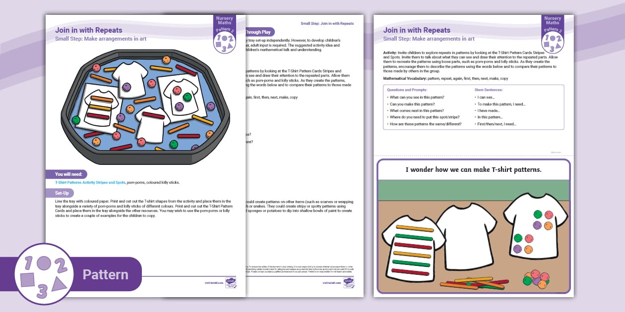 EYFS Nursery Math Pattern Join in With Repeats Activity Tray