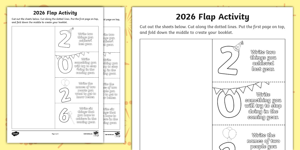2026 New Year Flap Activity (teacher made) - Twinkl