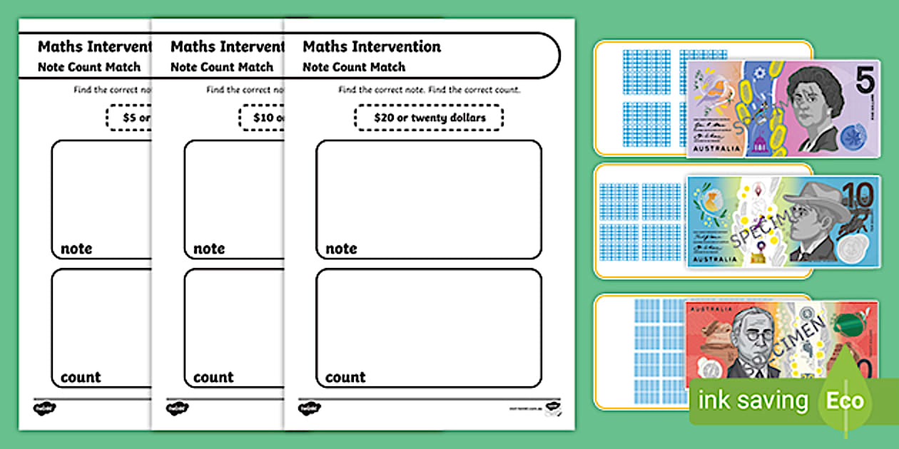 Maths Intervention Matching Notes Activity (teacher made)
