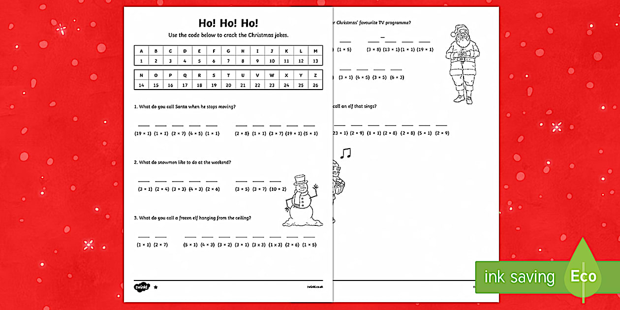 Higher Ability LKS2 Multiplication Christmas Joke Activity