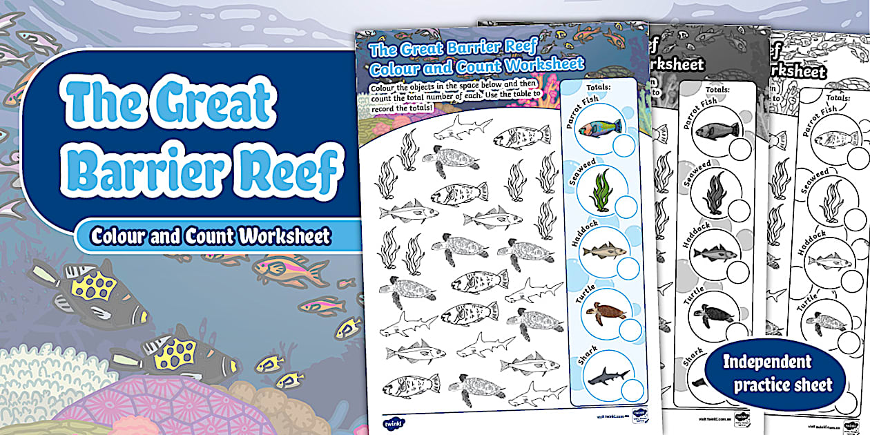 The Great Barrier Reef Colour and Count Worksheet