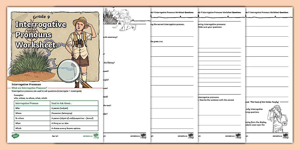 Grade 9 Interrogative Pronouns Worksheet - CAPS-Aligned