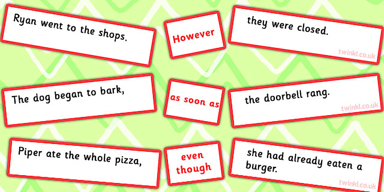 Sentence Matching Game However Soon as Even though - Twinkl