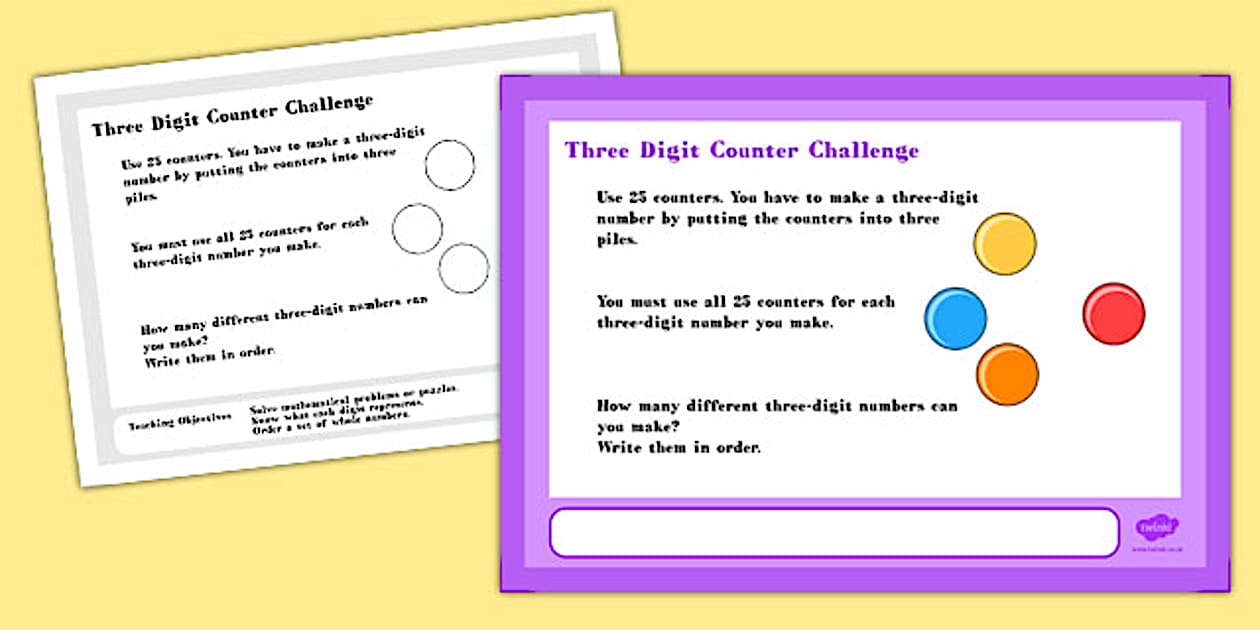 Three Digit Counter Maths Challenge A4 Display Posters - display