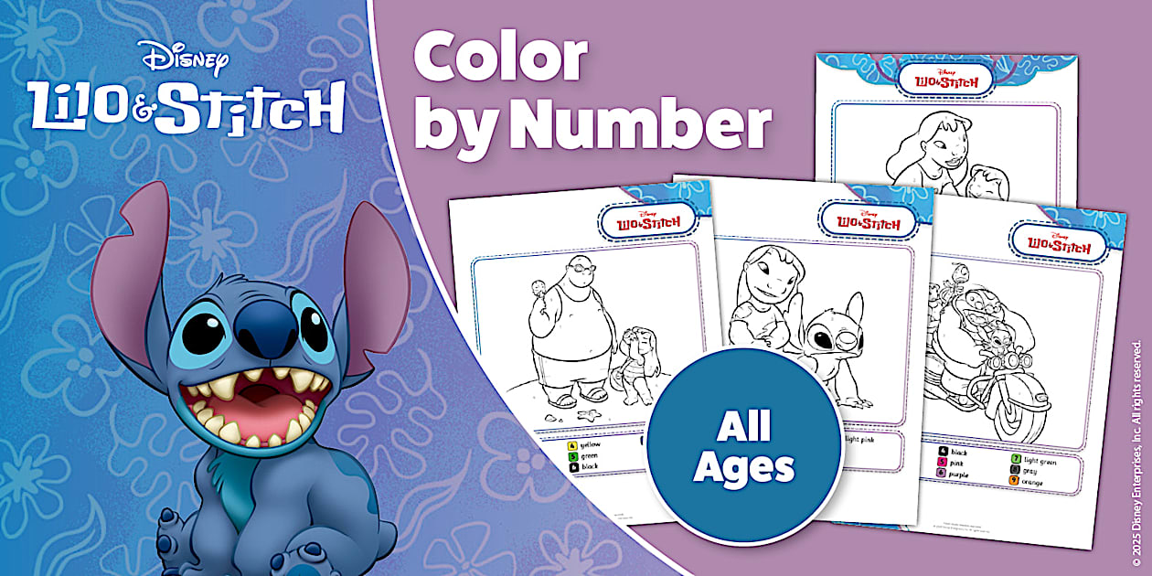 Lilo & Stitch: Color by Number Worksheets