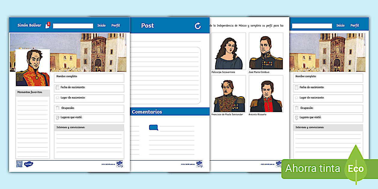 Próceres de independencia de Colombia- Guía trabajo Twinkl