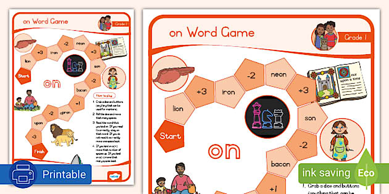 Grade 1 Phonics: -on Printable Game (teacher made) - Twinkl