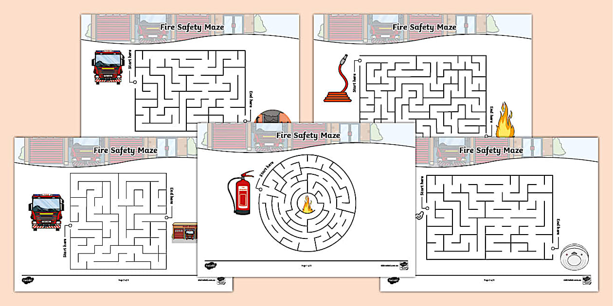 Fire Safety Mazes (teacher made) - Twinkl