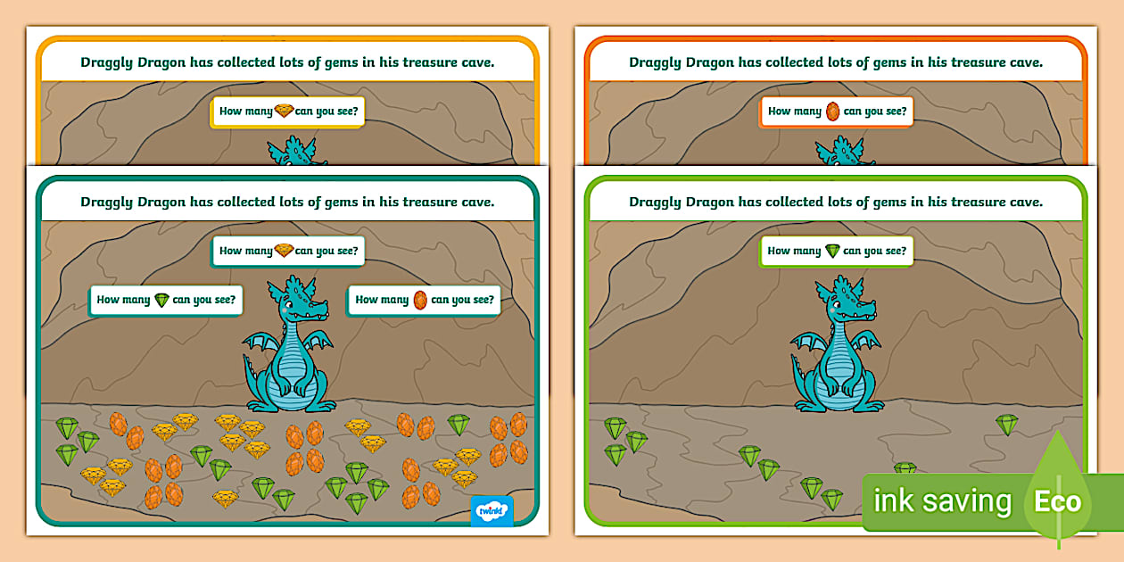 👉 Dragon's Treasure Cave Counting to 20 Posters - Twinkl