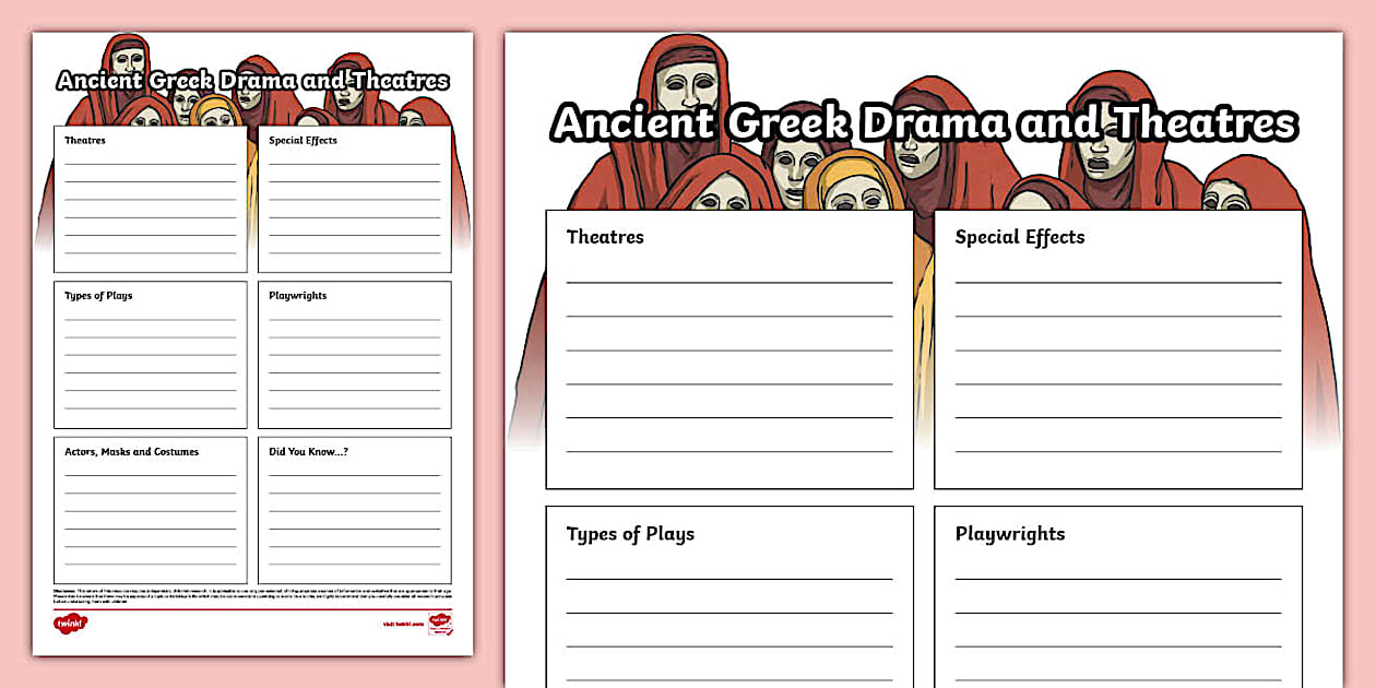 Ancient Greek Drama and Theatres Fact File Template - Twinkl