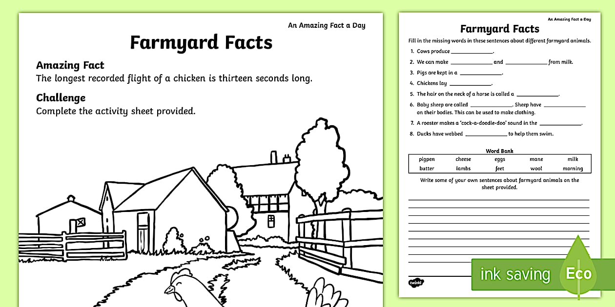 Farmyard Facts Worksheet - Farm Facts - KS1 (Teacher-Made)