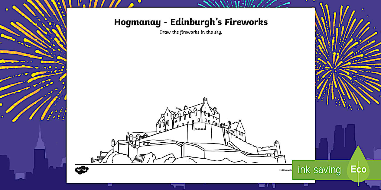 Edinburgh Hogmanay Fireworks Art Worksheet | CfE | Twinkl