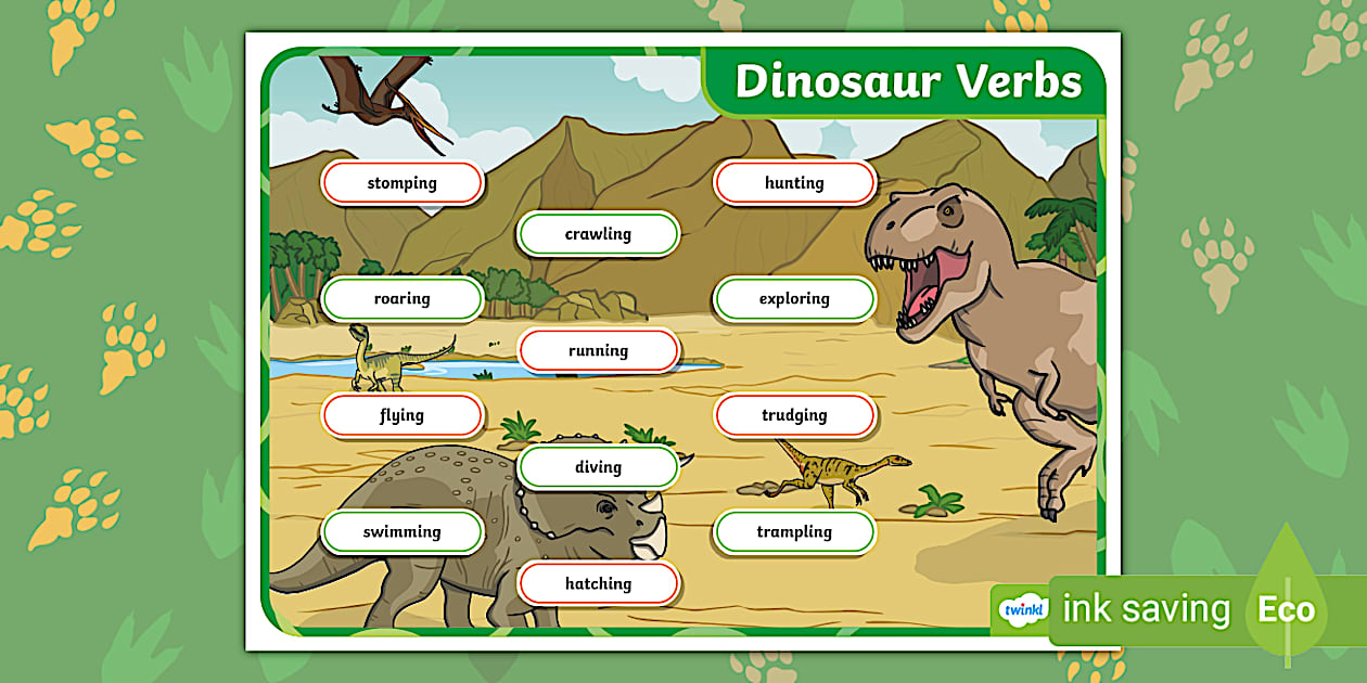 Dinosaur Verbs Word Mat