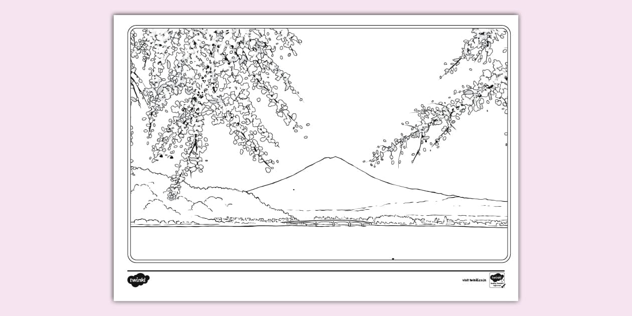 Mount Fuji Colouring Sheet (teacher made) - Twinkl
