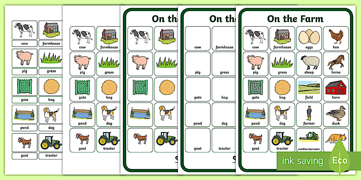 Editable On the Farm Vocabulary Matching Activity - Twinkl