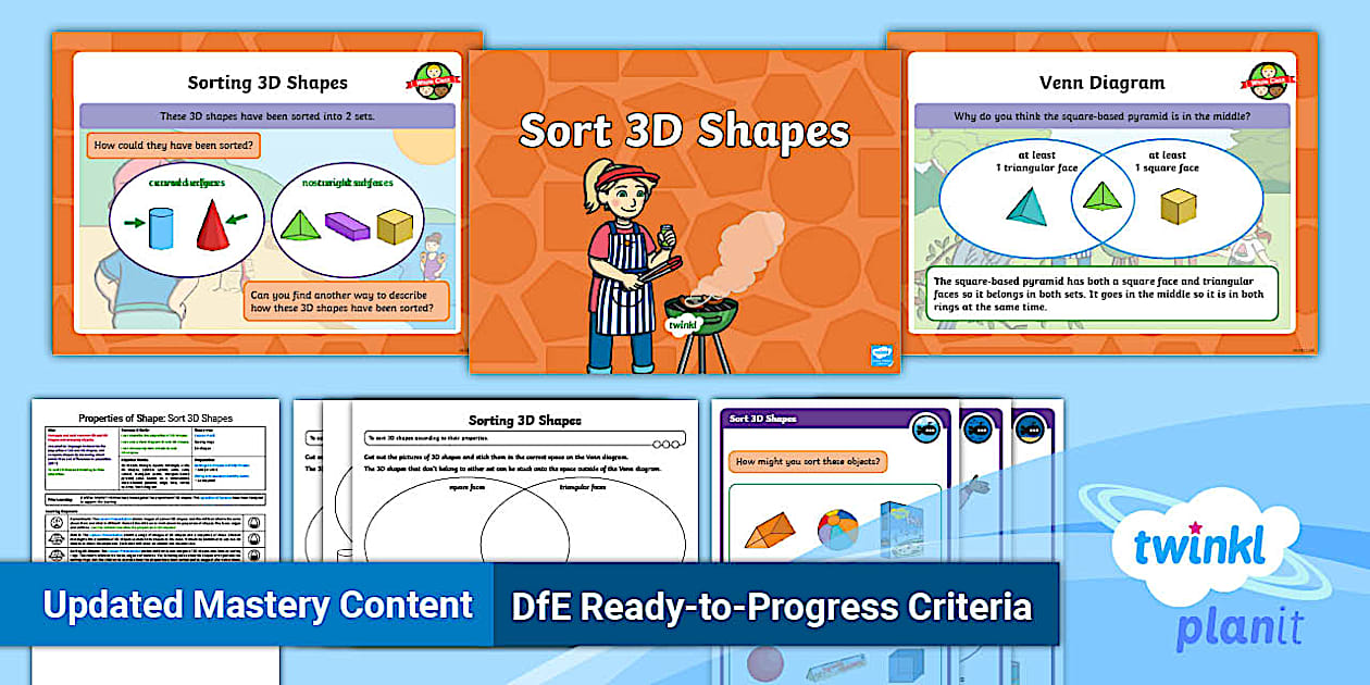Y2 Sort 3D Shapes Planit Maths Lesson 6 (teacher made)