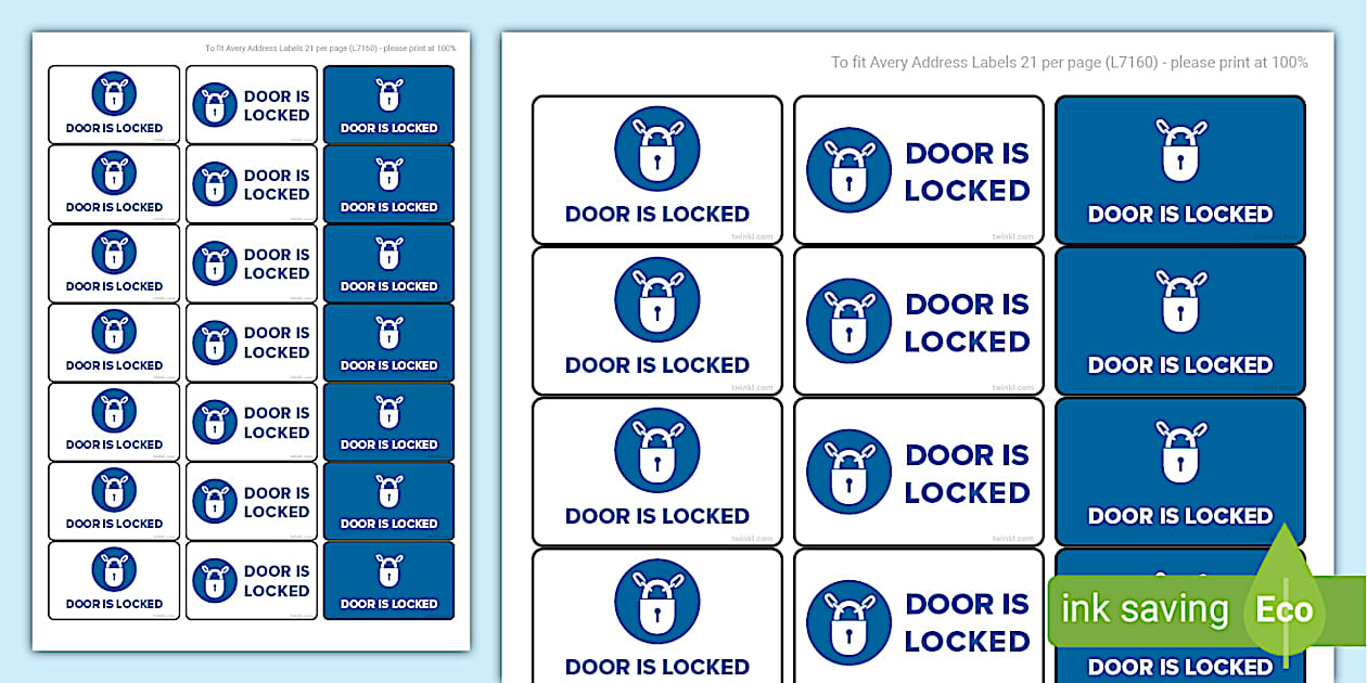 Door is Locked Sign Labels | Labels | Twinkl (teacher made)