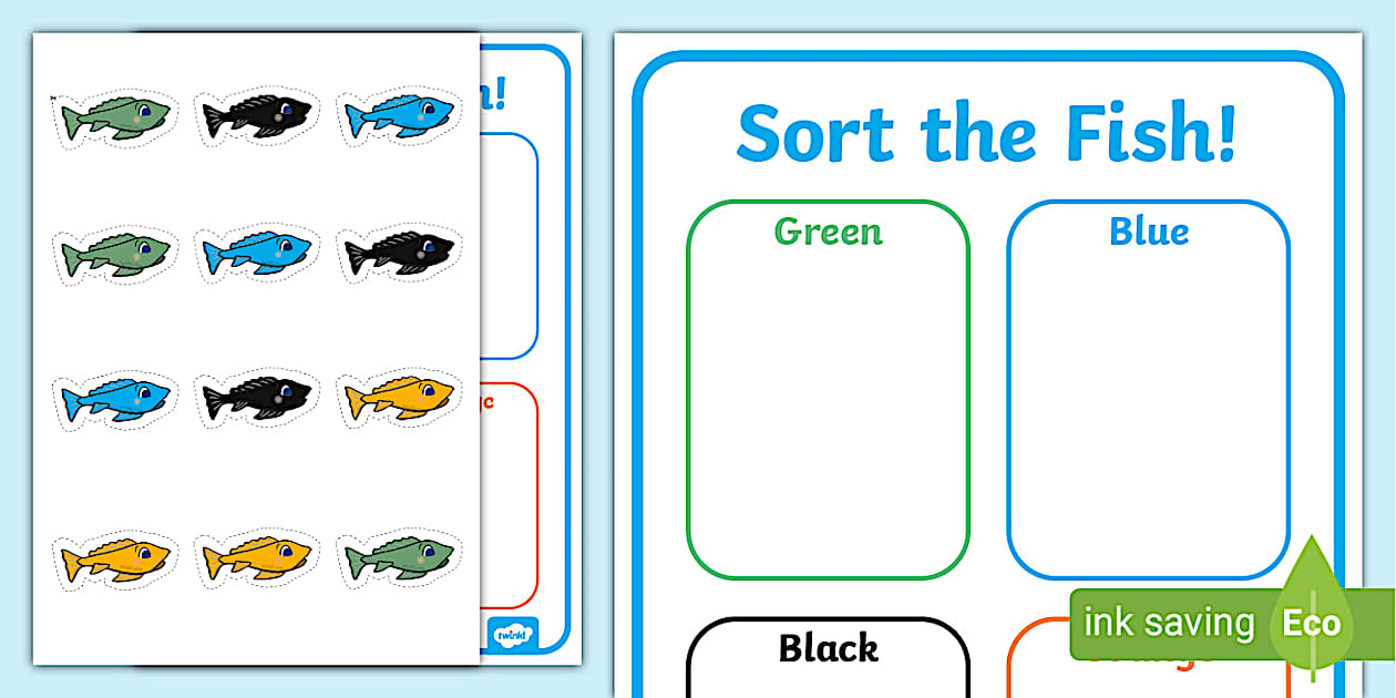 Sort the Fish! Activity Sheet (teacher made) - Twinkl
