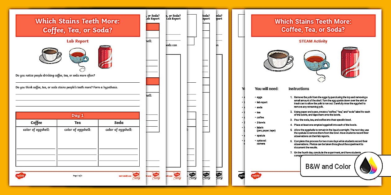Which Drink Stains Teeth More? STEAM Activity for 3rd-5th Grade