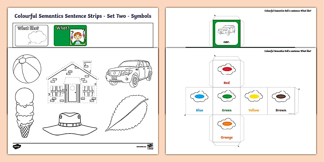 Colourful Semantics Roll a sentence: What like? - Twinkl