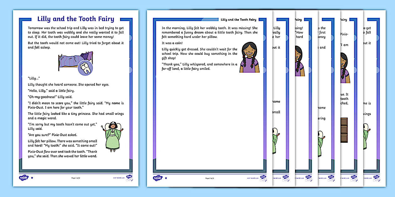 KS1 Lilly and the Tooth Fairy Differentiated Reading Comprehension Activity