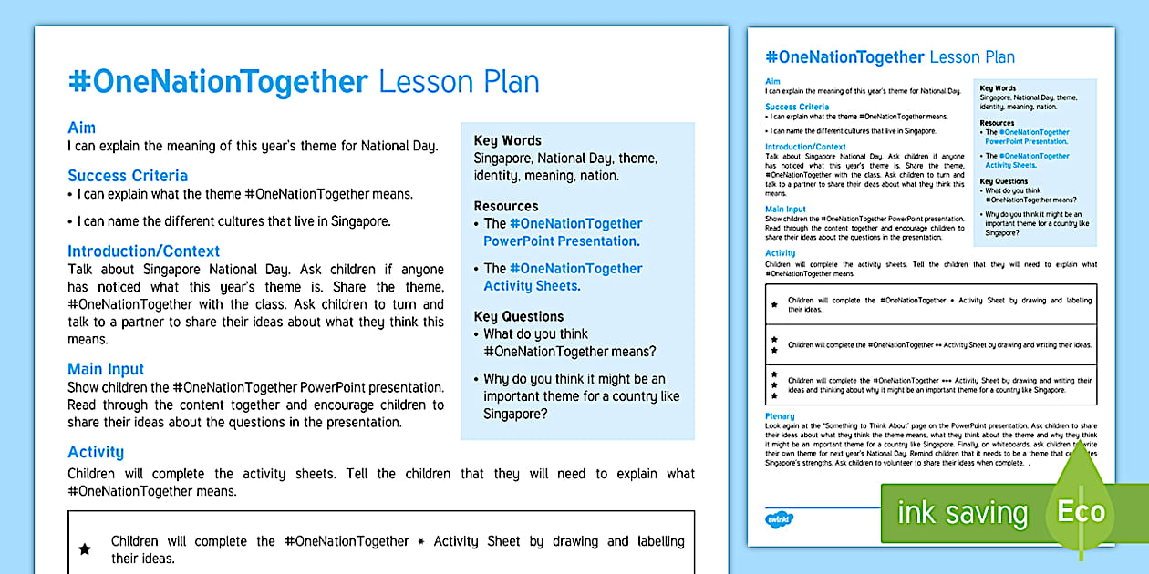 #OneNationTogether Lesson Plan (teacher made) - Twinkl