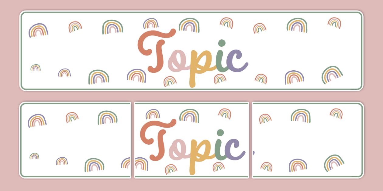 Muted Rainbow Themed Topic Display Banner (teacher made)