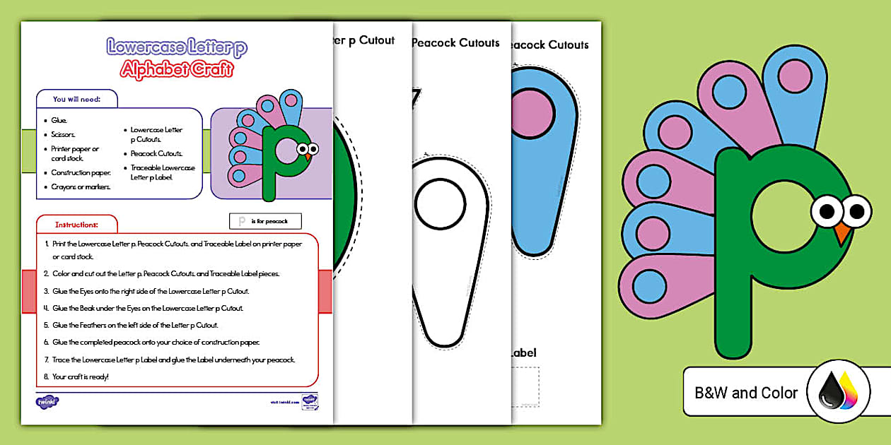 Lowercase Letter p Alphabet Craft - Twinkl