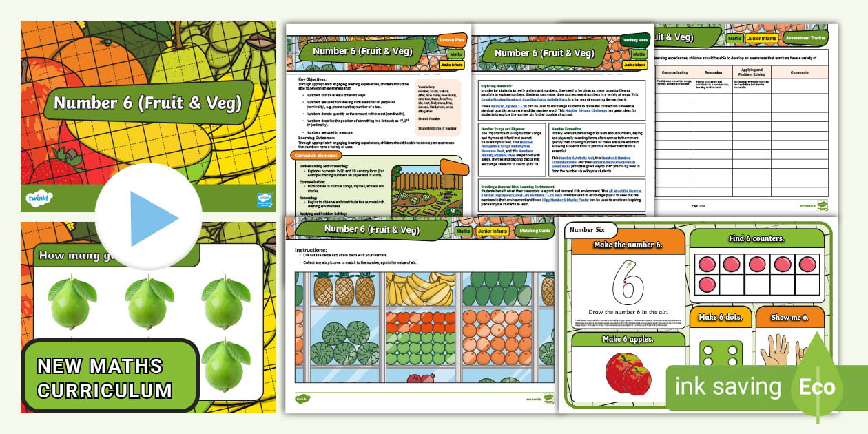 Number 6 (Fruit & Veg) Pack (teacher made) - Twinkl
