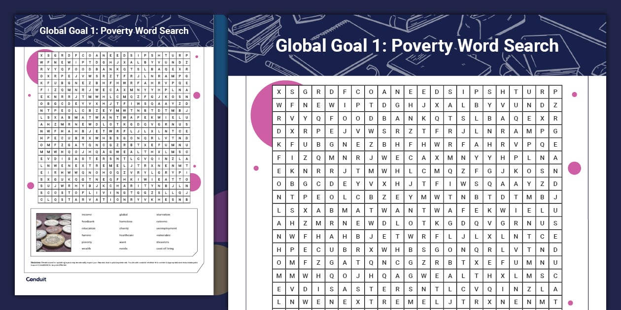 Global Goal 1: Poverty Word Search (teacher made) - Twinkl